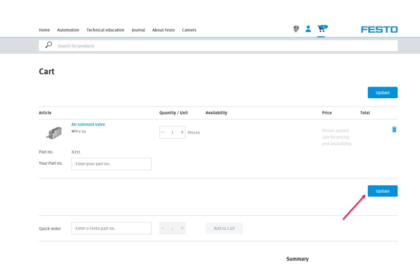 Learn how to use the cart | Festo CA